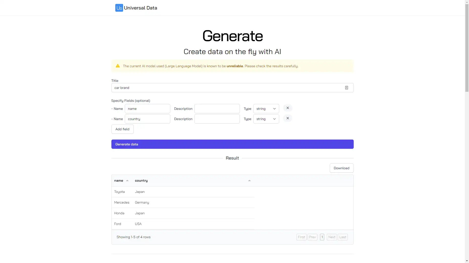Universal Data Generator: Try Top AI Tools | AI Talent Space
